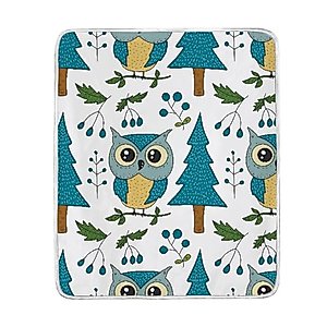 DreamBay Soft Throw Blanket for Couch Sofa Forest Owls and Fir Trees Lightweight Blanket Women Microfiber Blanket for Bed Office Camping Travel 50x60 inches
