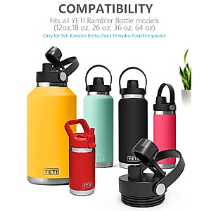 ALIENSX Spout Lid for Yeti Rambler Water Bottles, BPA Free, Ideal Chug Cap for Yeti Tumbler 18/26/36/46/64 oz, Replacement Lids with Screw Cap and Flexible Handle