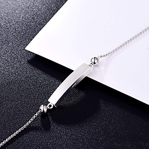 Jinlou 925 Sterling Silver Urn Bracelet for Ashes Memorial Loved Ones Cremation Bangle Ash Jewelry for Men for Women(Bar)