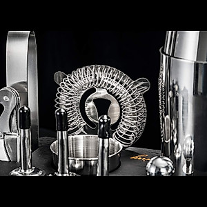 Soing 24-Piece Cocktail Shaker Set,Perfect Home Bartender Kit for Drink Mixing,Stainless Steel Bar Tools with Stand,Velvet Carry Bag & Recipes Cards Included (Silver)