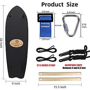 Gentle Booms Sports Skateboard Swing, 29.7×9.5 inch Large Stand Up Surf Swing with Adjustable Handle, Up to 660 Pounds Weight Capacity, Outdoor Swing for Kids