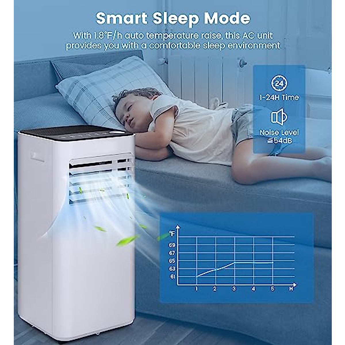 Portable Air Conditioners, SIMOE 10000BTU Portable AC Unit with Dehumidifier & Fan Mode, Rooms up to 350 sq.ft, with Remote Control & 24Hrs Timer, Installation Kit Included, for Home Garage