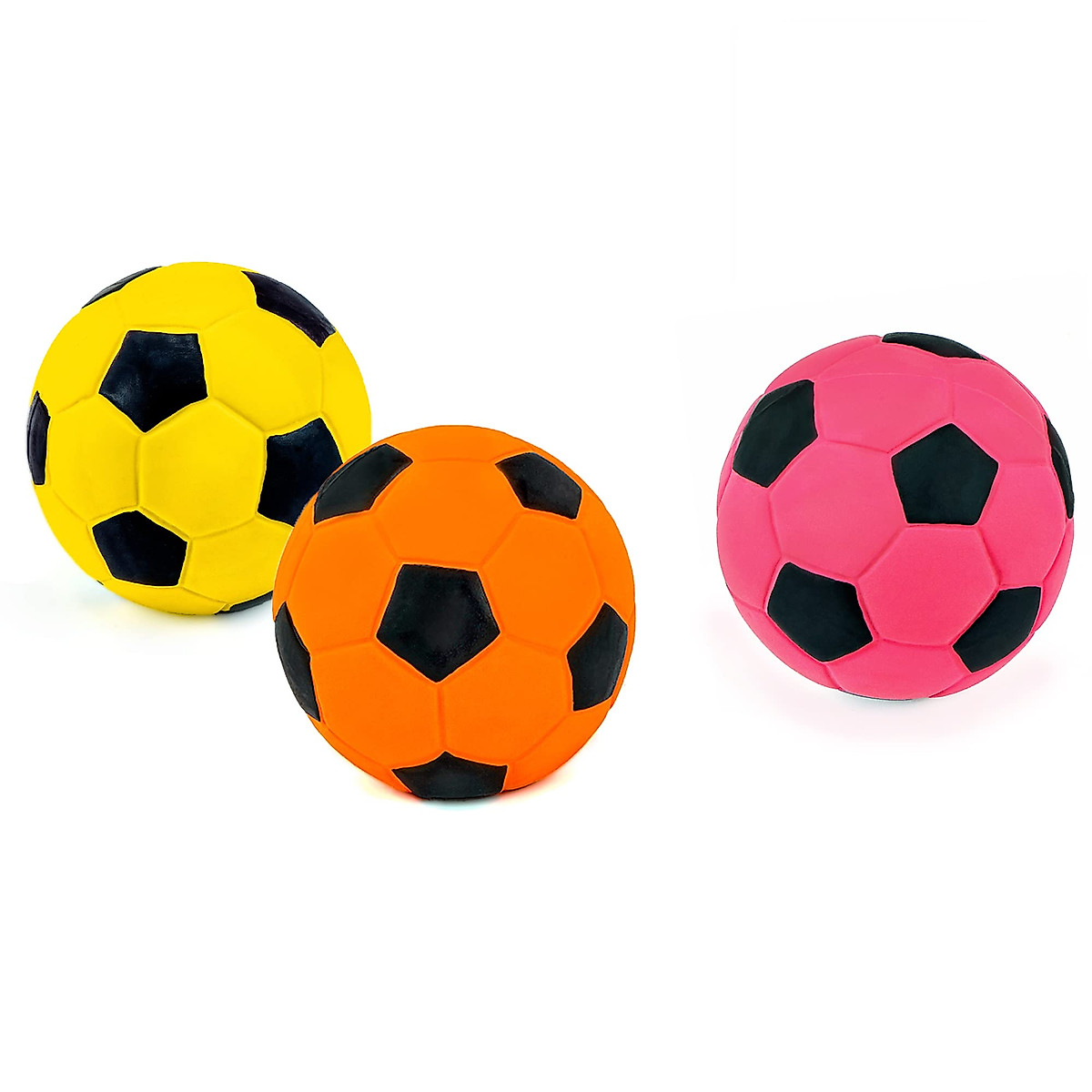 CHIWAVA 3PCS 2.7'' Squeak Latex Dog Toy Football Chew Fetch Throw Ball for Medium Dogs Interactive Play