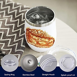 silichee 20 Oz Stainless Steel Wine Tumbler with Lid Apple Pie Piece Cake Watercolor Insulated Tumblers Vacuum Coffee Mugs for Hot and Cold Drinks,Coffee,Wine