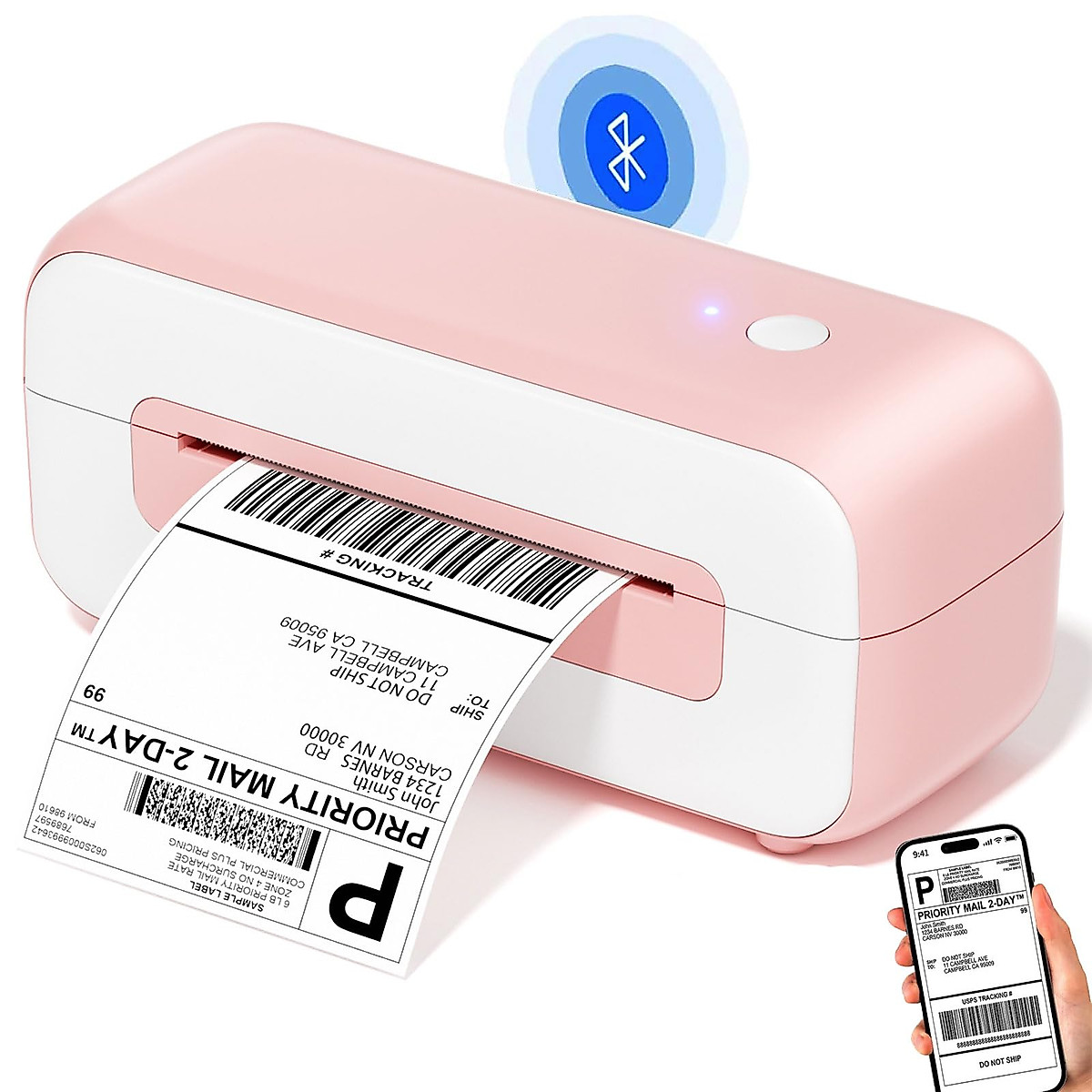 Pink Label Printer, Thermal Label Printer 4x6, Shipping Label Printer for Small Busines, Thermal Printer Compatible with Amazon, Ebay, Shopify, Etsy, UPS, FedEx, DHL, etc