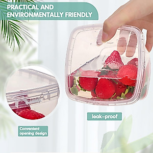 60 Pack Square Clear Plastic Deli Containers with Lids 32 oz 16 oz Stackable Tamper Proof Airtight Food Storage Containers Square Plastic Jars for Food Prep Freezer Kitchen Restaurant Supplies