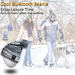 Mydeal Bluetooth Beanie Hat Music Cap with Wireless Stereo Over Ear Headphone Headset Earphone Speaker Microphone Hands Free Compatible with iPhone Samsung Android, Gift for Men- Black