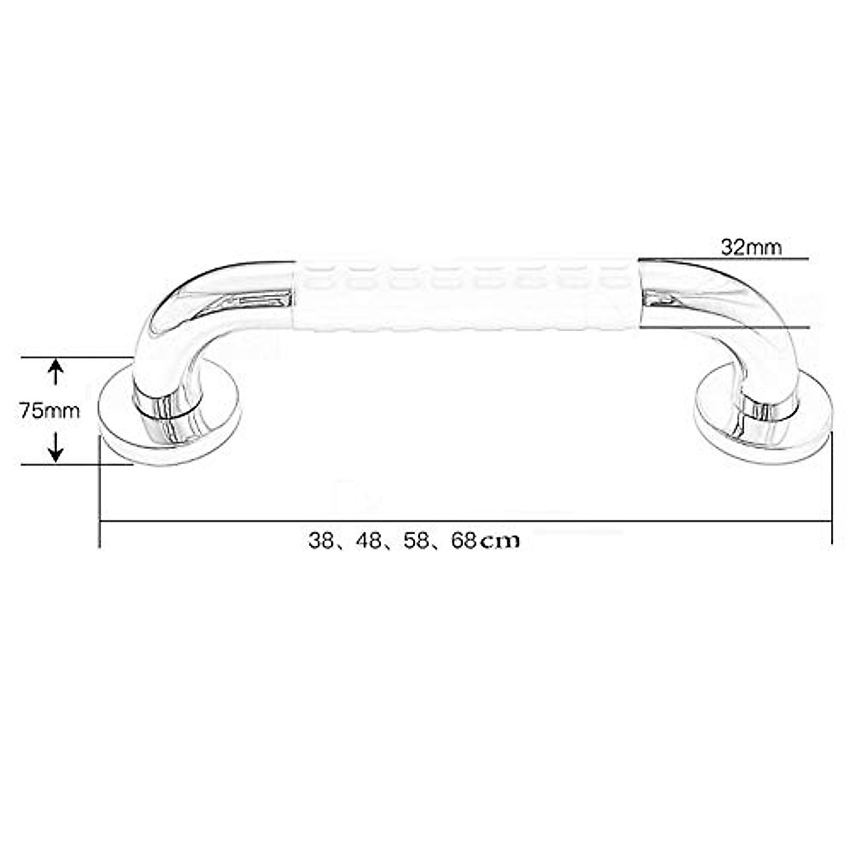 CRODY Bath Wall Attachment Handrails Grab Bar Rails Stainless Steel Bathroom Handrail, Wall-Mounted Towel Rack, Old Man Shower Toilet Safety Handle