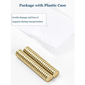 SMARTAKE 45 Pcs Refrigerator Magnets, Small Round Fridge Magnets, Multi-Use Premium Neodymium Office Magnets for Fridge, Whiteboard, Billboard in Home, Kitchen, Office and School (Gold)