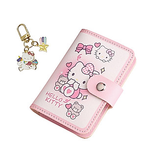 NSRAOIM Credit Card Holder for Women and Girl, 2Pce Cute Mini Thin Leather ID Card Holder Soft PU Leather Credit Card Organizer with 20 Card Slots