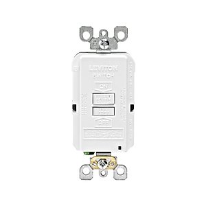 Leviton Blank Face GFCI, 20 Amp, Self Test, LED Indicator Light, Provides GFCI Protection where an Outlet is not Needed, GFRBF-W, White