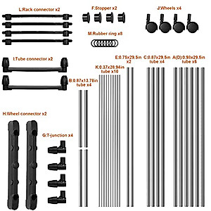 KOCASO Rolling Clothes Rack Stainless Steel for Hanging Clothes,Adjustable Double Rod Haning Rack Dual Rod Expandable Garment Rack with Wheels, ,Black,59.1in L x 16.1in W x 57.1in H