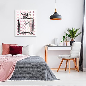 Stupell Industries Glam Perfume Bottle With Words Pink Black XXL Stretched Canvas Wall Art, Proudly Made in USA