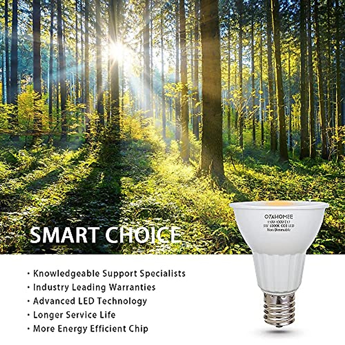 OTAHOMEE E17 LED Light Bulb,E17 Intermediate Base Type R14 Reflector LED Spotlight Bulb Used for Desk Lamp,Cabinet Lighting,Reading Lamp,5W(60W Equivalent) Warm White 3000K Non-Dimmable 1Pack