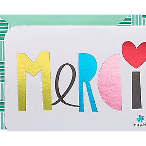 Papyrus Thank You Cards with Envelopes, Merci (14-Count)