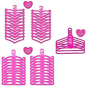 HighFun 55PCS Doll Hangers for Doll Clothes Doll Accessories for 12 inch Dolls 1 Display Rack for Show Doll Clothes