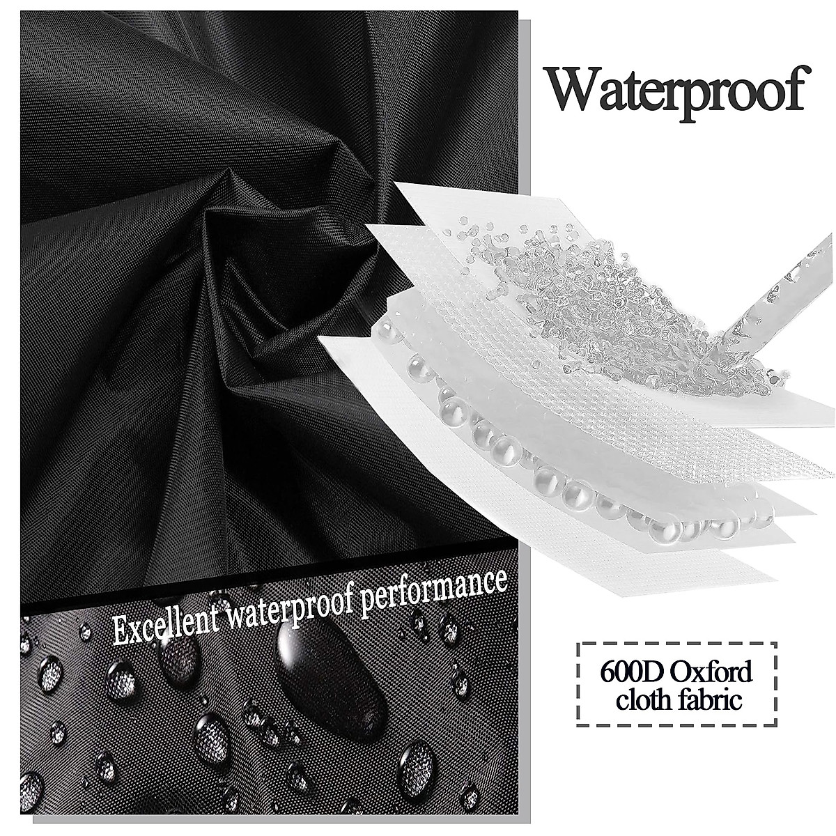 SoGuDio Design with Light Hole Bimini Top Cover,Suitable for 3-4 Bows Tops,Effectively Prevent The Erosion of UV,sea Water in Summer, Designed Resin Zipper Canopy,XL 81-101IN Black (ZYPZ-SJ-HS-002)