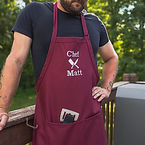 THE APRONPLACE Personalized Embroidered Chef Knives Adult Apron - Add Your Own Name - 2 Adult Sizes For Men And Women - Great Gift for the Chef or Griller in your family