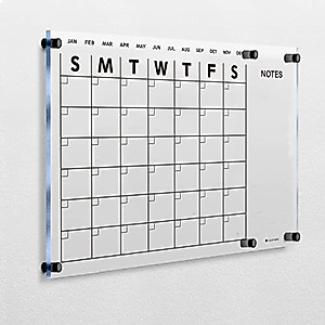 Acrylic Dry Erase Calendar for Wall 23”x16“ Clear Acrylic Wall Calendar White Board Calendar Home Office Calendar