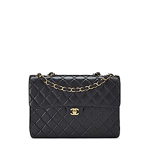CHANEL, Pre-Loved Black Quilted Lambskin Half Flap Jumbo, Black