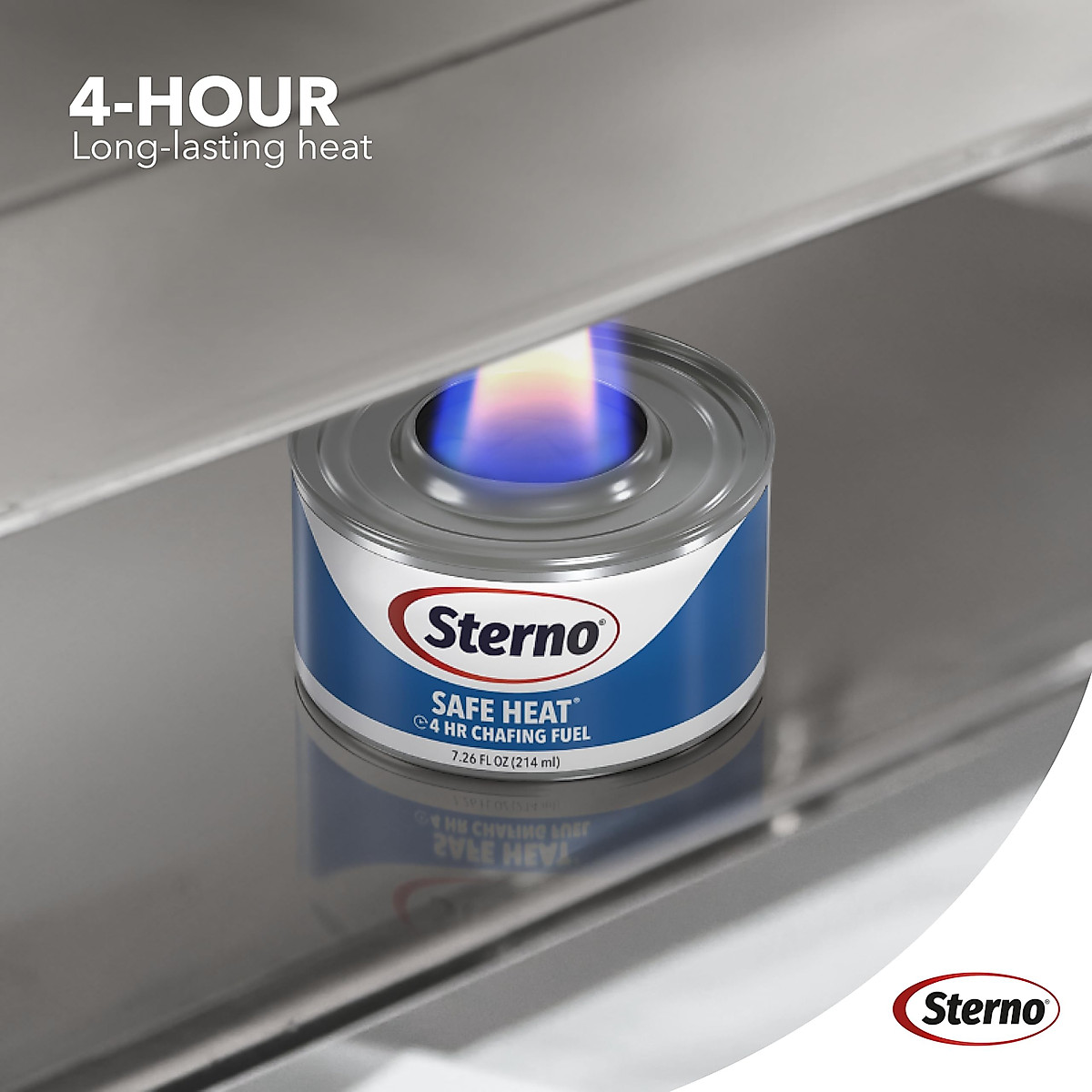 Sterno Safe Heat Chafing Fuel Cans - Chafing Dish Fuel Cans with 4-Hour Burn Time, Chafer Fuel Cans Food Warmers with PowerPad, Chafing Fuel Cans for Catering & Foodservice - 7.26 Oz Each, Pack of 12