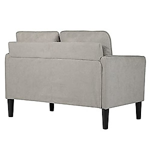 COVMAX Modern Fabric Loveseat Sofa Mid Century 2-Seat Love Seats Sofa Couch with Tufting and Upholstered Sofa Living Room Furniture for Small Compact Space Bedroom Office Apartment Dorm (Light Gray)