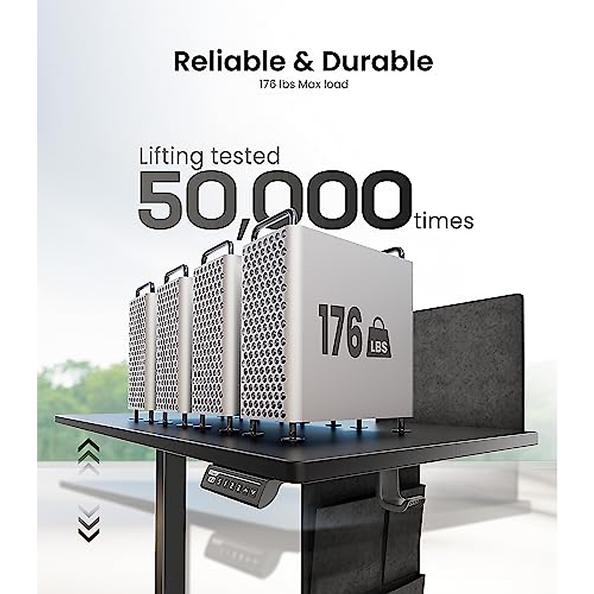 ErGear Electric Standing Desk Adjustable Height with Storage Bag,55 x 24 Inches Sit Stand up Desk, Memory Computer Home Office Desk with Cable Management Tray,DIY Bulletin Board (Black)