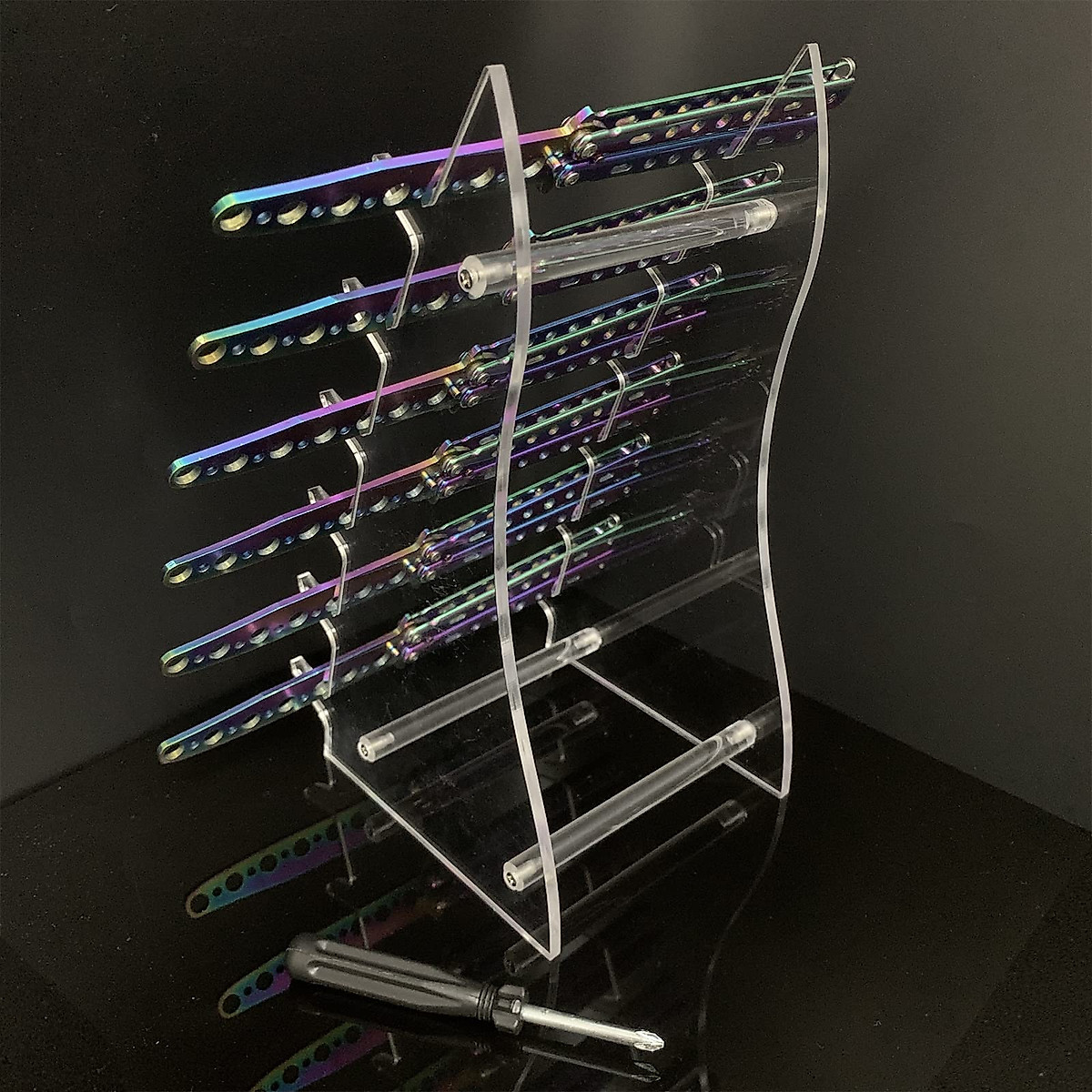 KAFENDA - Acrylic Knife Display Stand, Knife Set With Acrylic Stand, Holds 6 Knives, Pocket Knife, Folding Knife…