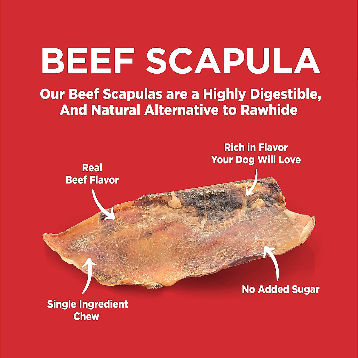 Barkworthies 5-to-7-inch Beef Scapula Dog Treats (8 oz. Bag) - High Protein, Single Ingredient, Rawhide Alternative Healthy Dog Chews - Natural Rawhide Alternative - Promotes Dental Health