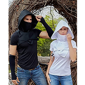 Cyberpunk Rogue Cowl Hood Scarf, Winter Neck Warmer Ghostface Costume Assassin Costume Hood Unisex Renaissance Costume Cloak for Cosplay and Sun-proof Outdoor Daily Wear