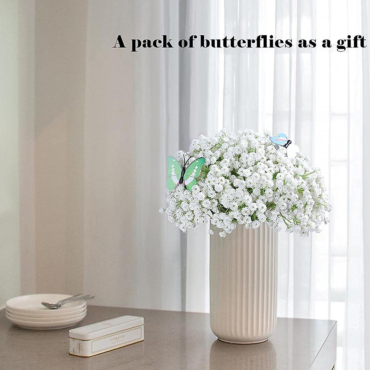 Spirit Up Art Baby Breath Flowers 13" Artificial Bulk White 27Pcs Long Stems for Wreath Wedding DIY Home Garden Party Table Decoration (9 Bunches)