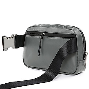 ODODOS Mini Belt Bag with Adjustable Strap, Vegan Leather Fanny Pack Small Waist Pouch for Workout Running Traveling Hiking, Matt Grey