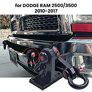 Front Tow Hooks Heavy Duty for Dodge Ram 2500/3500 2010-2017 D Ring Shackles Black 2Pcs