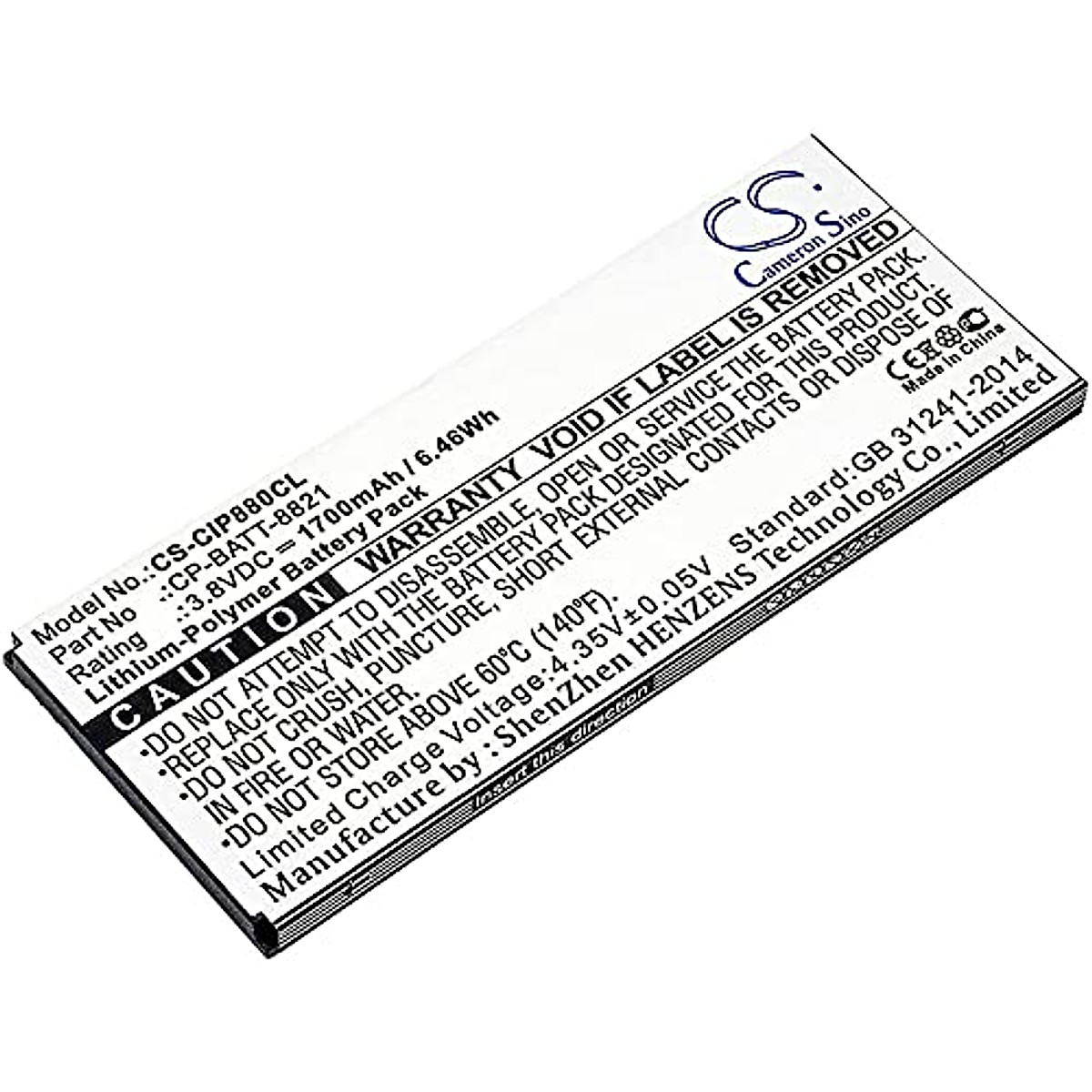 SCESMIA Replacement Battery for Cisco 8800, fits Part no CP-BATT-8821 GP-S10-374192-010H 74-102376-01 1700mAh