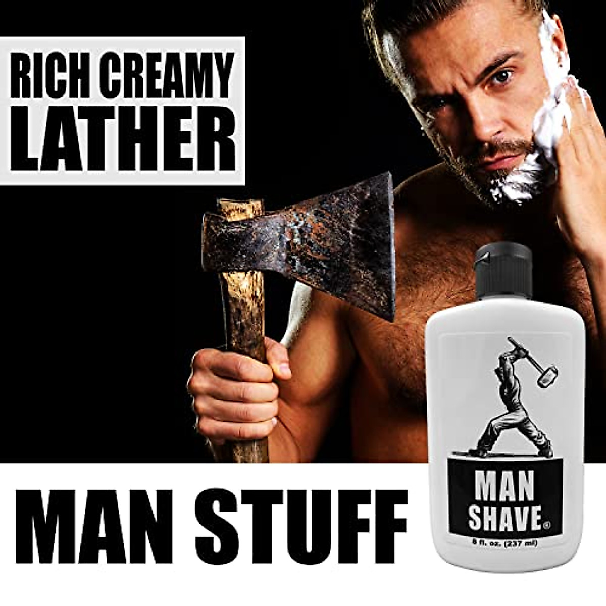 Man Shave Men's Shaving Cream | All Natural Shave Cream for Men with Shea Butter, Aloe Vera Gel and Sweet Almond Oil | Ultra Thick for Razor Burn Protection | Shaving Gift by Man Stuff
