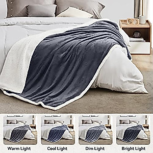 BEAUTEX Sherpa Fleece Throw Blankets, Soft Fluffy Flannel Plush Blanket and Throw, Fuzzy Cozy Grey Cuddle Blankets for Couch Bed Sofa Adults (50" x 60", Grey)