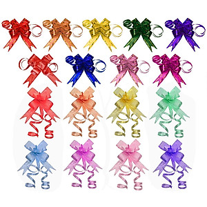 Penta Angel 170Pcs 17 Colors String Bows Basket Gift Pull Bows Gift Knot Ribbon Present Wrapping Décor Bows for Birthday Wedding Christmas New Year Party Ornament, 1.8cm Width