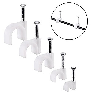 Bates- Cable Clips with Steel Nails, White, 360 pcs, 4mm 5mm 6mm 8mm 10mm, Wire Clips, Cord Clips, White Cable Clips, Ethernet Cable Clips, Cable Wire Clips, Coax Cable Clips, Cable Cord Clips.