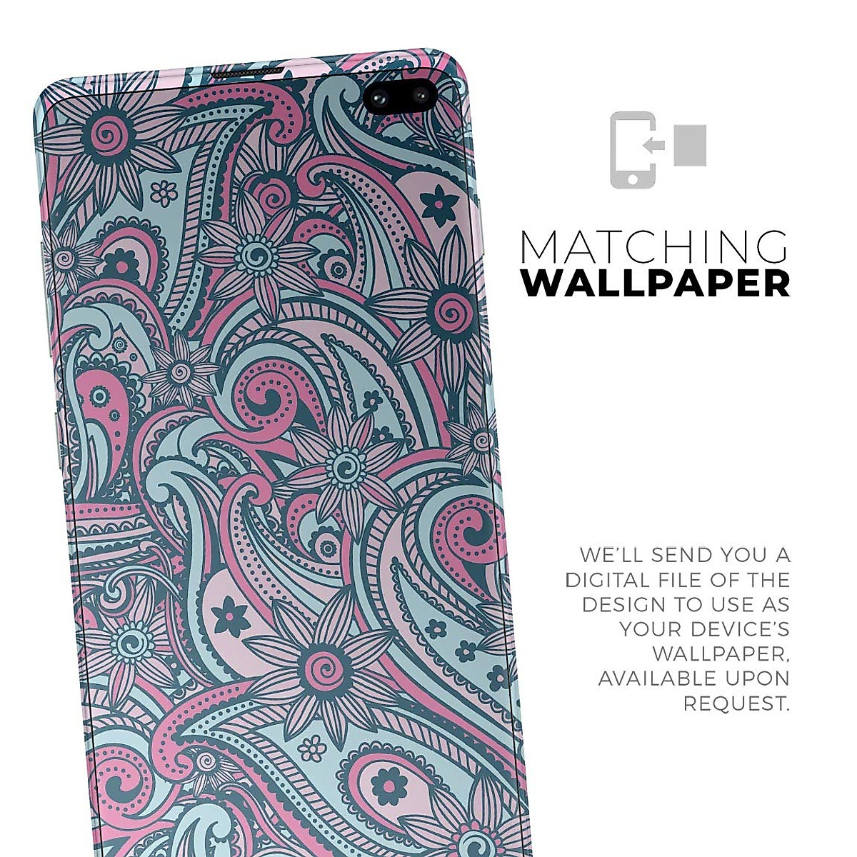 DesignSkinz Seamless Mint and Pink Sprout Protective Vinyl Decal Wrap Skin Cover Compatible with The Samsung Galaxy S20 (Screen Trim & Back Glass Skin)