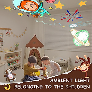 DIILSWX Monkey Stuffed Animals with Dynamic Star Projection Lamp: Rechargeable Night Light for Kids Bedroom, Soft & Huggable Plush Toy, Cute Bedtime Buddy for Toddler, Boys, Girls (Galaxy) - 10.5''