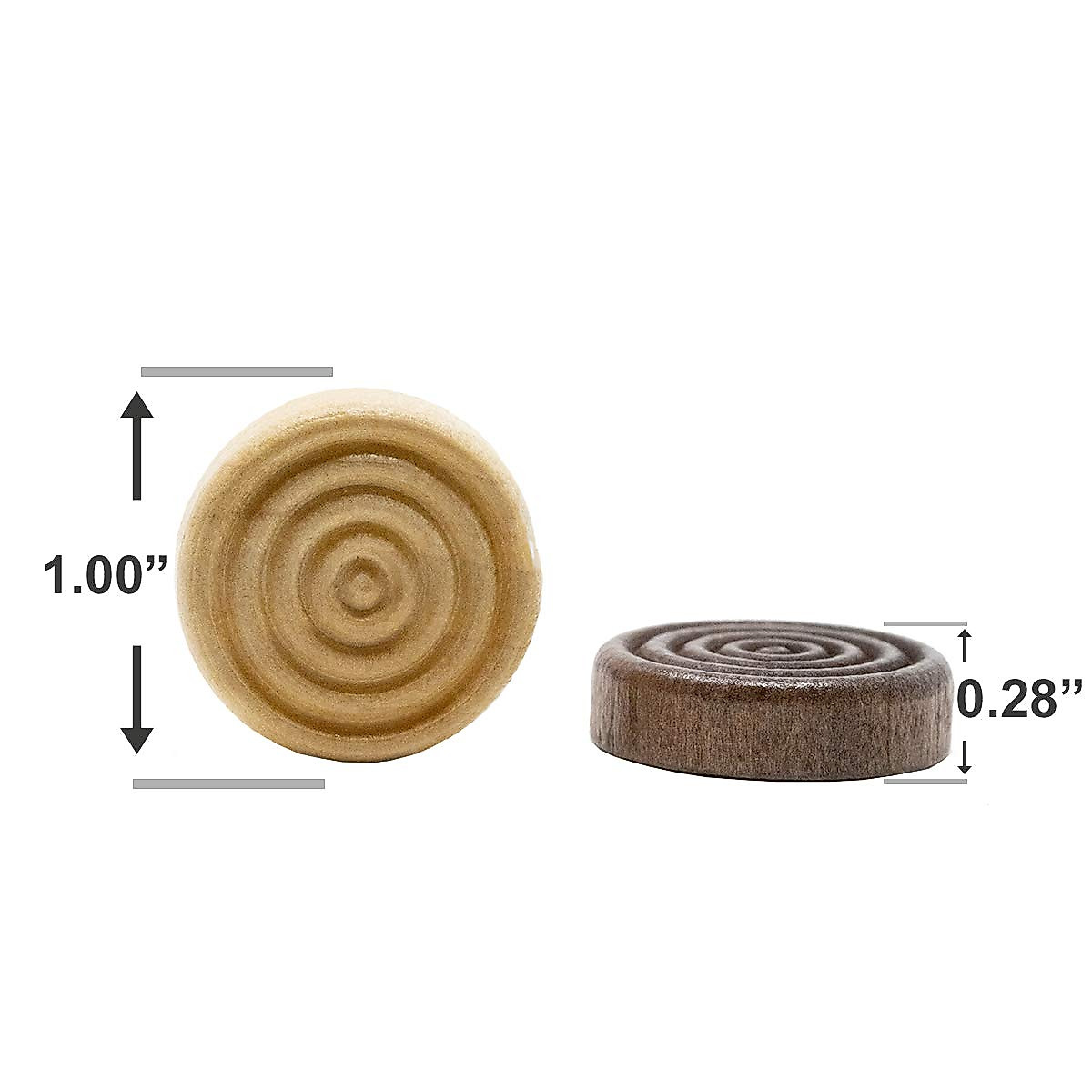 DA VINCI Solid Wood Backgammon and Checkers Pieces 30 Replacement Ridged Game Chips with Cloth Storage Bag (1 Inch Diameter)