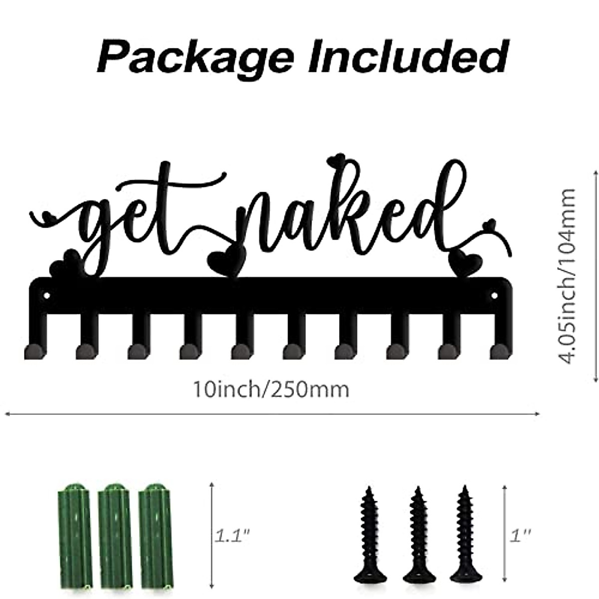 SUPERDANT Get Naked Metal Holder Bathroom Towels 10 Hooks Racks for Bathroom Pool Beach Towels Bathrobe Clothing Sandblasted Wall Mount Hanger Storage Organizer