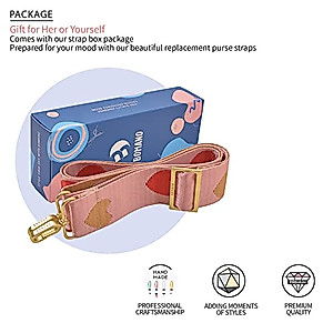 Bomano Brass Gold Hardware Embroidered Purse Crossbody Handbag Long Adjustable Wide Replacement Guitar Shoulder Straps