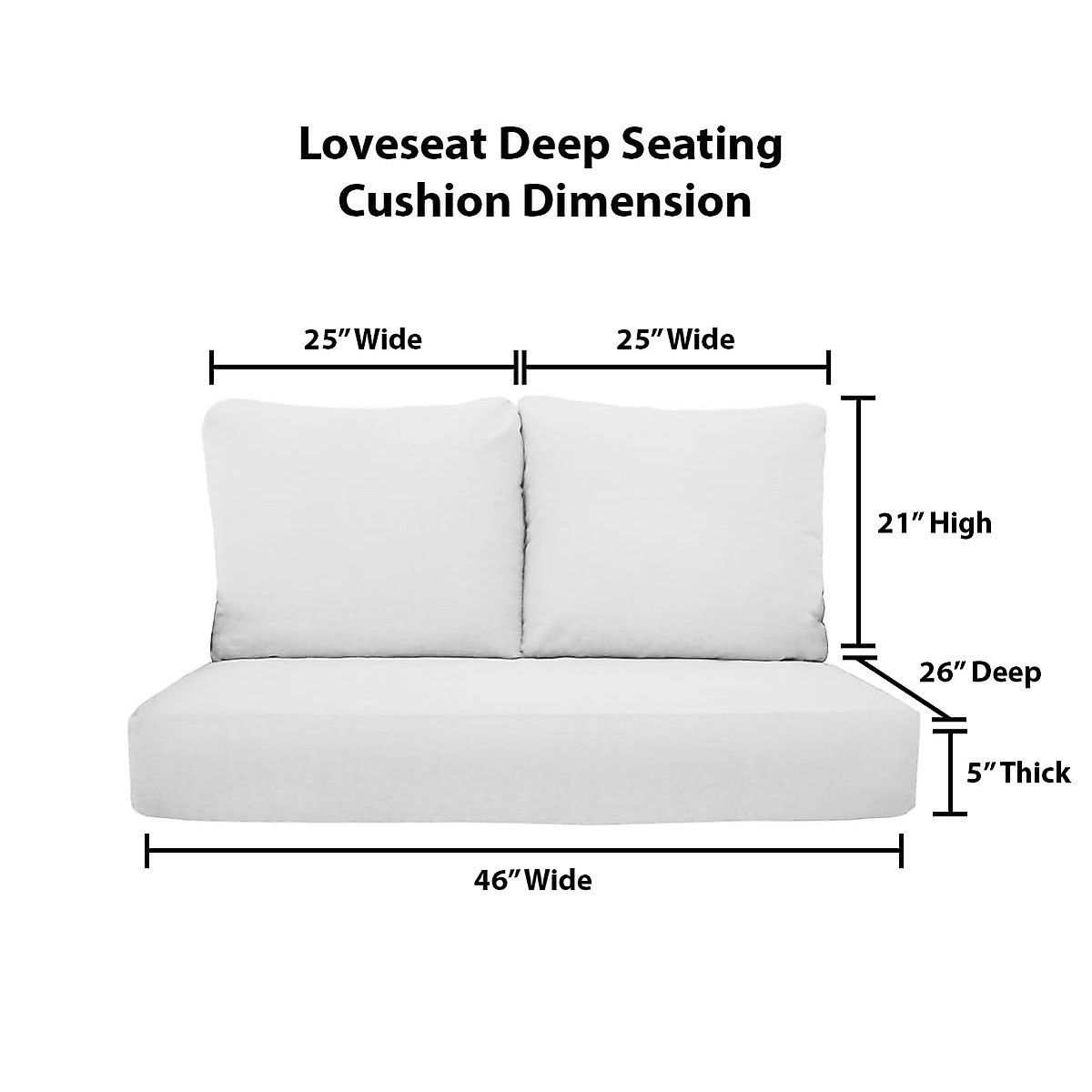 RSH DECOR: Deep Seating Loveseat Cushion Set | 46” x 26” Loveseat | All-Weather Spun Fabric | Outdoor Foam Settee and Pillow Back Cushions for Patio Furniture | Navy Blue