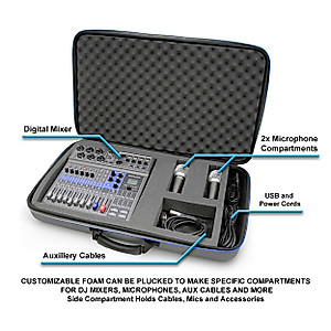CASEMATIX Music Equipment Mixer Case Compatible with Zoom LiveTrak L-8 Podcast Mixer or PodTrak P8 Recorder and Microphone Accessories - Includes DJ Equipment Gig Bag Travel Case Only