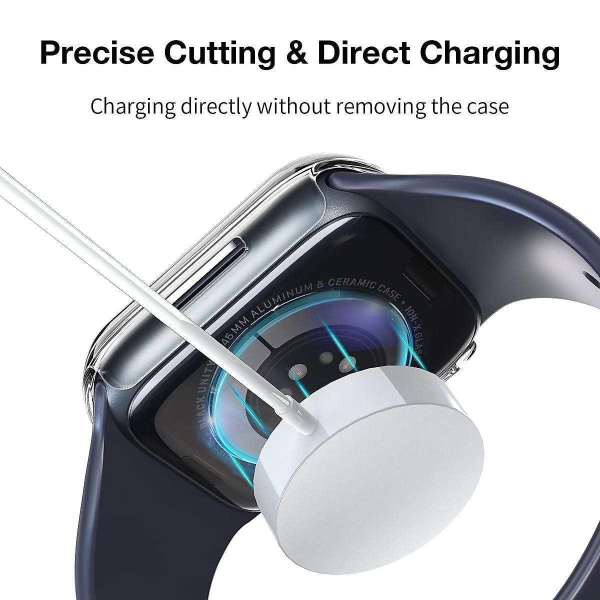 LK 2 Pack Hard PC Case with Tempered Glass Screen Protector Compatible for Apple Watch Series 6 SE 40mm, Ultra-Thin Overall Protective Cover for Apple Watch 6 SE 40mm (Clear)