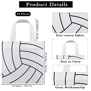 MIMIND 24 Pieces Volleyball Non-Woven Party Favor Bags with Handles 7.8 x 7.8 Inch Volleyball Party Favor Bags Goodie Treat Candy Bags for Sports Theme Party Baby Shower Birthday