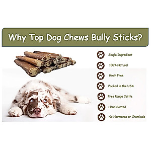 Top Dog Chews - 6" Bully Sticks - All Natural from Free Ranging Beef - 25 Pack
