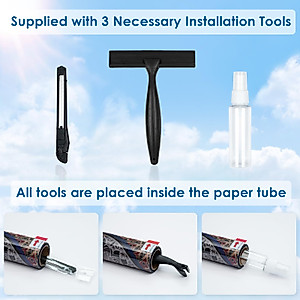 DKTIE Boho Chic Window Privacy Film with Installation Tools - Soften Light, Reduce UV Rays, Decorative Stained Glass Window Tinting Film for Home, Window Clings, 17.5 x 78.7Inch, Peacock Blue