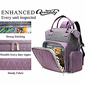 QZLKNIT Knitting Bag Backpack, Crochet Bags and Totes Organizer, Crochet Backpack Organizer, Large Yarn Storage Organizer for Knitting Needles, Crochet Hooks and Other Crochet Accessories (Bag Only)